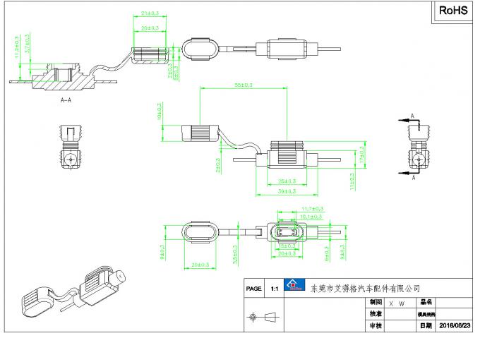 5" cablagens 22awg elétricas
